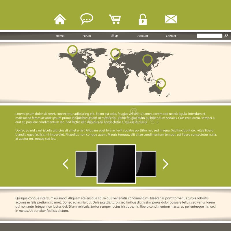 Classy Website Template Design with Green Stripes Stock Vector ...