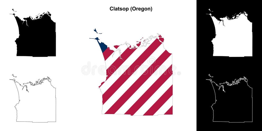 Clatsop outline map stock vector. Illustration of boundary - 324066771