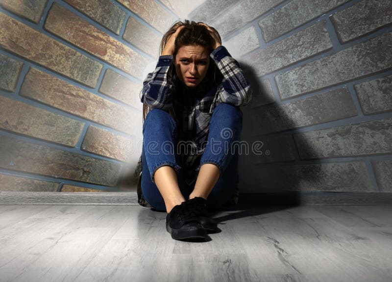 Claustrophobia. Stressed Girl Feeling in Closed Space Stock Image ...