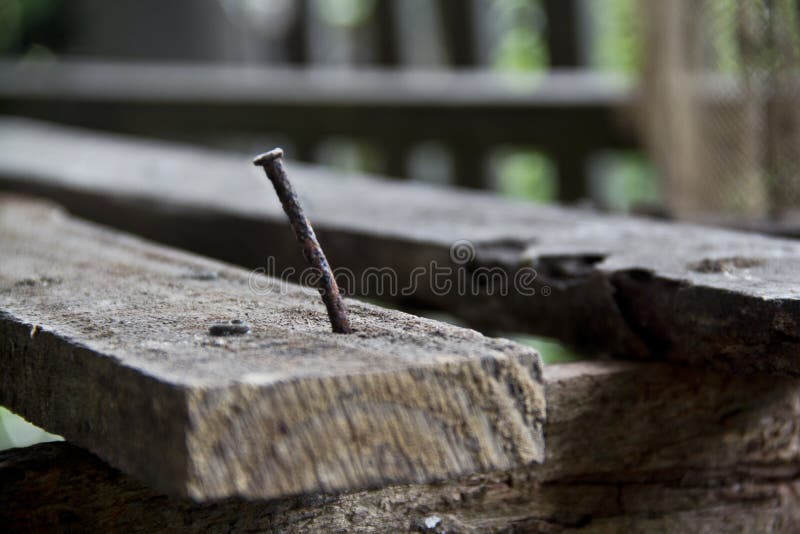 Clavo clavado a la madera foto de archivo. Imagen de fondos - 45273558