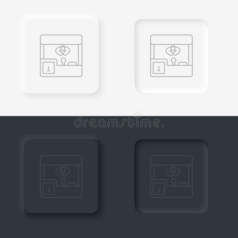 Claw Machine Game Retro. Neumorphic Style Button Line Icon Stock ...