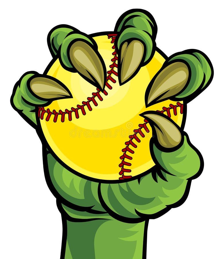 Claw Monster Talons Hand Holding Softball Ball Stock Vector ...