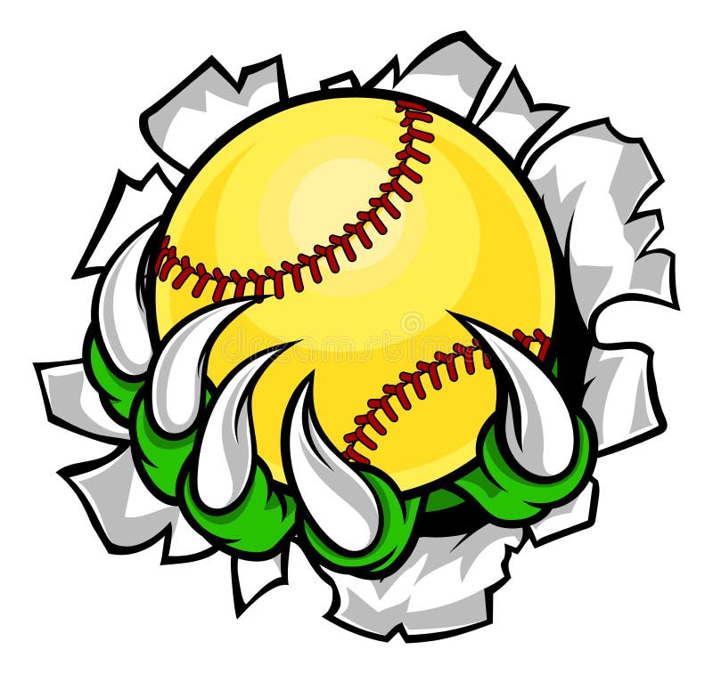 Claw Monster Talons Hand Holding Softball Ball Stock Vector ...