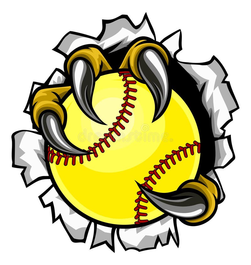 Claw Monster Talons Hand Holding Softball Ball Stock Vector ...