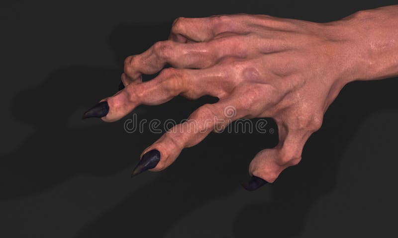 Clawed Hand, Palm View Over White Stock Illustration - Illustration of ...