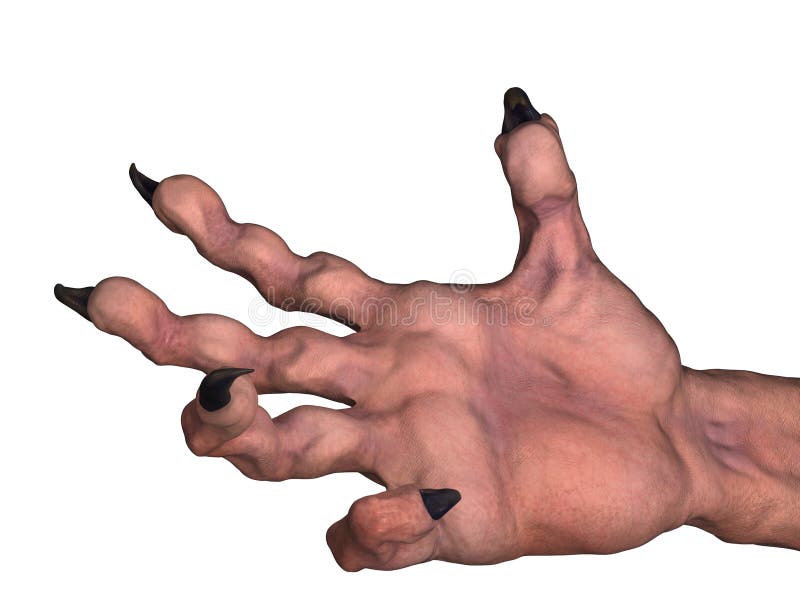 Clawed Hand, Palm View Over White Stock Illustration - Illustration of ...