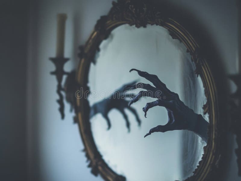 A Clawed Hand Reaching Out from a Mirror Stock Illustration ...