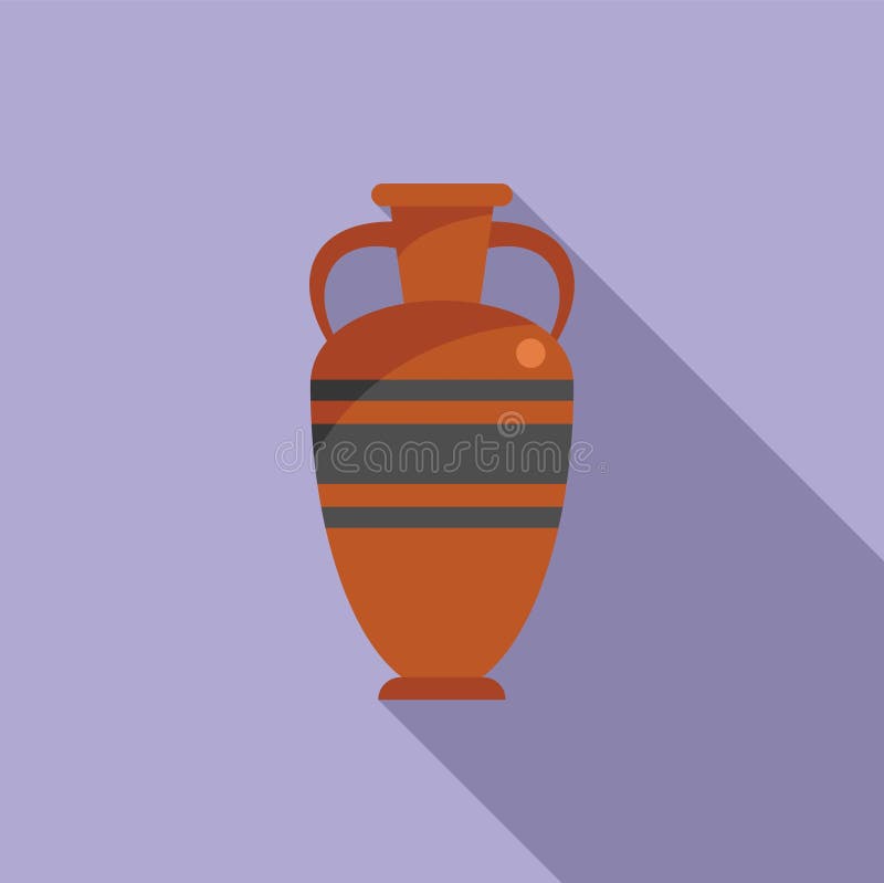 Clay Amphora Icon Flat Vector. Greek Pot Stock Vector - Illustration of ...