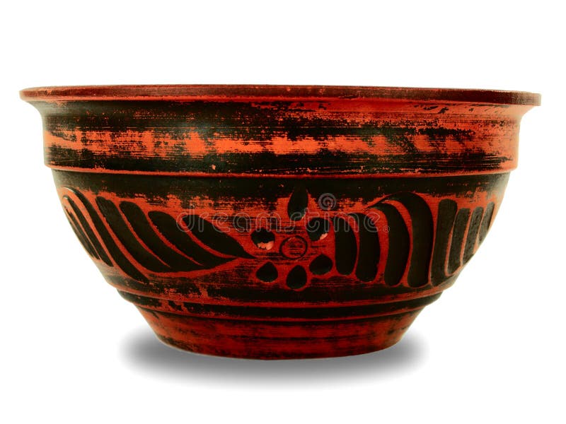 Clay Bowl with a Pattern. Side View Stock Image - Image of clay, object ...