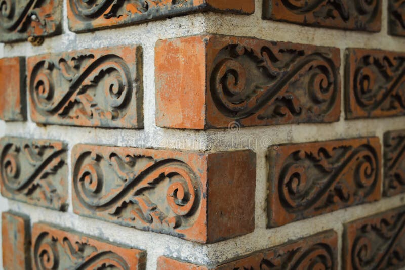 Clay Brick Wall Corner with Different Light Stock Image - Image of ...