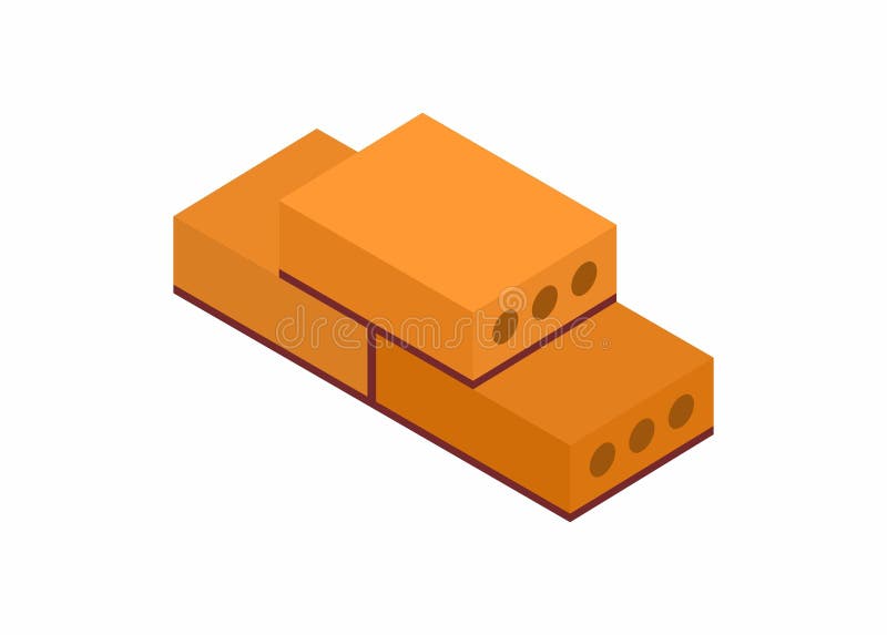 Clay Bricks Stack. Simple Flat Illustration in Isometric View. Stock ...