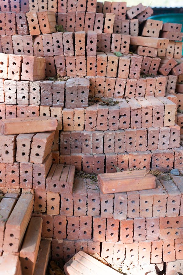 Clay Bricks Used for Construction Stock Image - Image of exterior ...