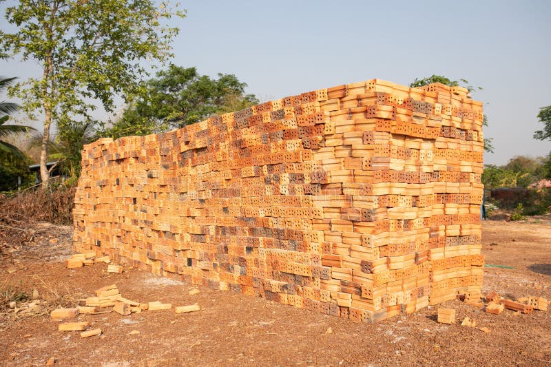 Clay Bricks Used for Construction, Old Red Bricks Stock Photo - Image ...