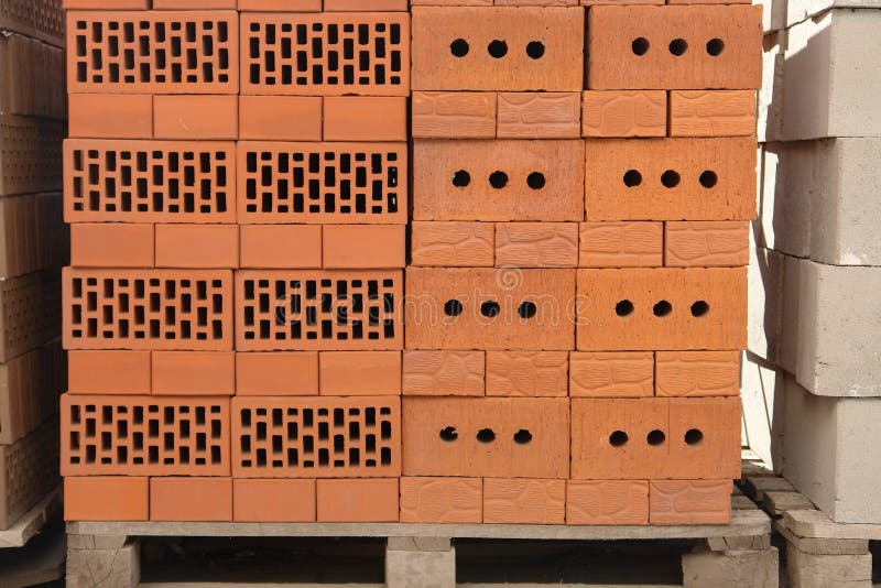 Clay Brown Bricks on Construction Market Stock Photo - Image of pattern ...