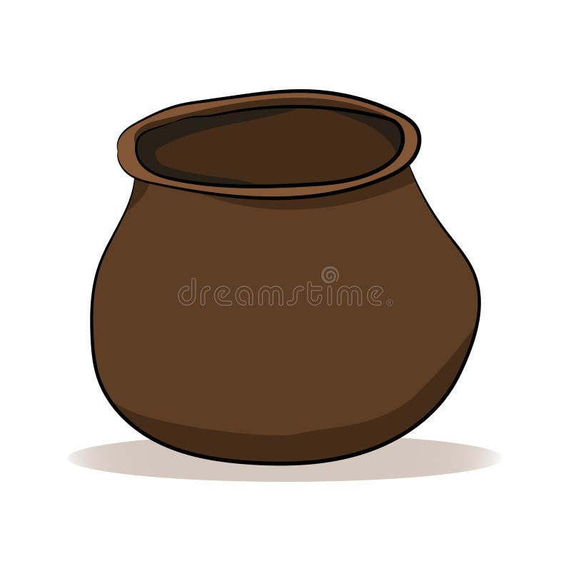 Retro cartoon old clay pot stock vector. Illustration of hand - 37597262