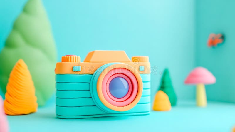 Clay Camera Stands in a Colorful Miniature Landscape Stock Image ...