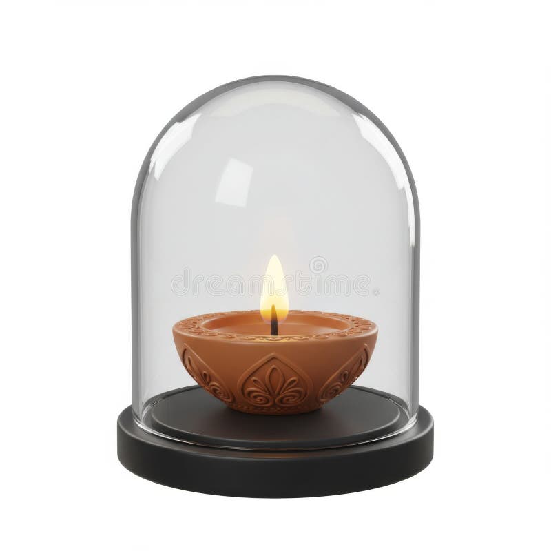 Clay Candle Under Glass Dome Stock Illustration - Illustration of ...