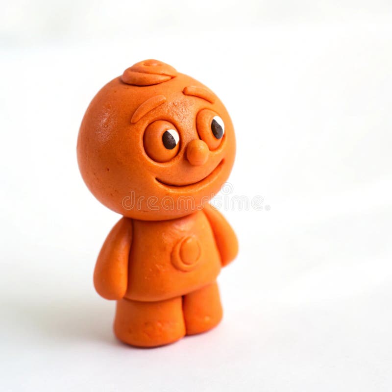 Clay Character Icon for Orange Tiny Art Toy Isolated on Transparent ...