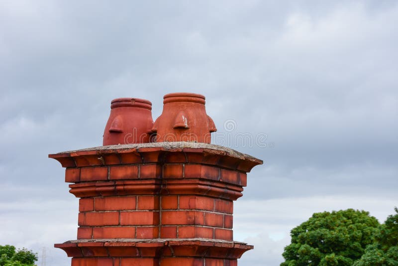 Clay chimney pots stock photo. Image of brick, britain - 253468540