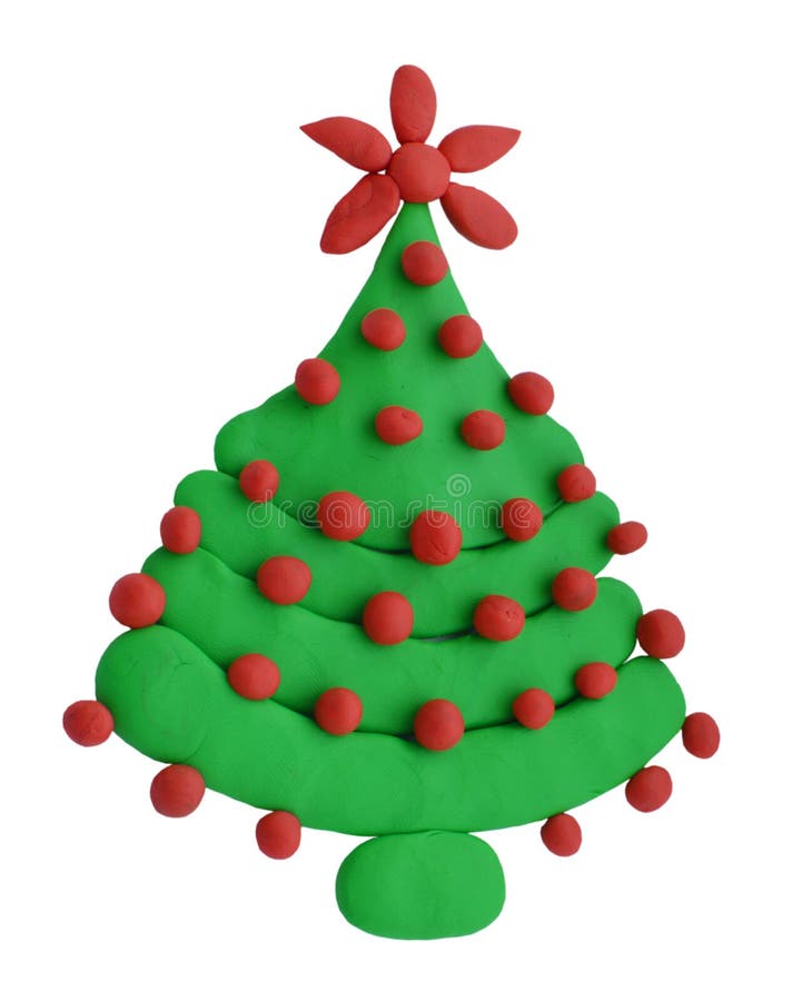 Clay Christmas Spruce or Pine Isolated on White Stock Image - Image of ...