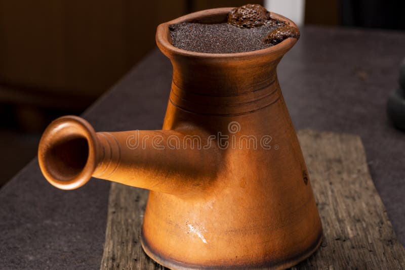 Clay Coffee Turk on a Background of Bog Oak 2019 Stock Photo - Image of ...