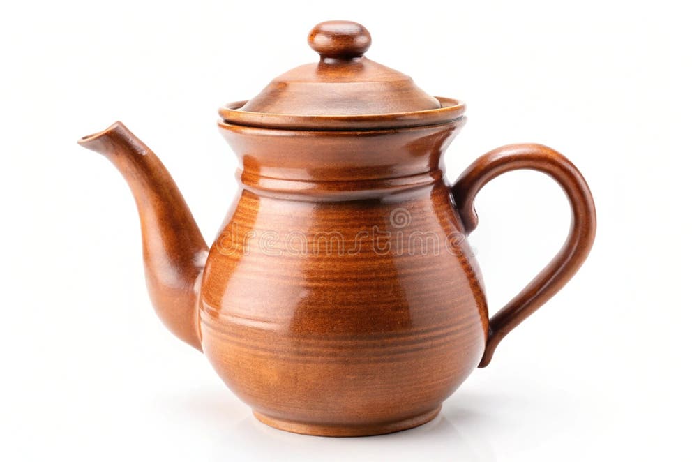 Clay Coffeepot â€ Rustic Coffee Pot Isolated on White Stock ...