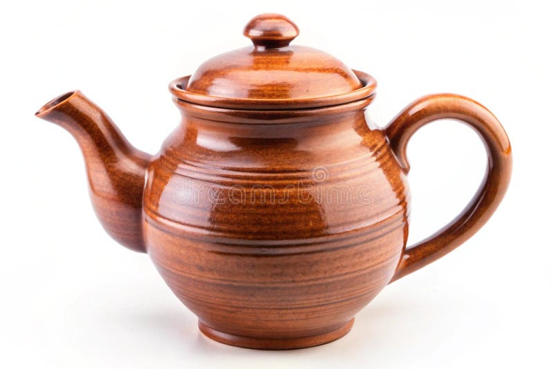 Clay Coffeepot â€ Rustic Coffee Pot Isolated on White Stock ...