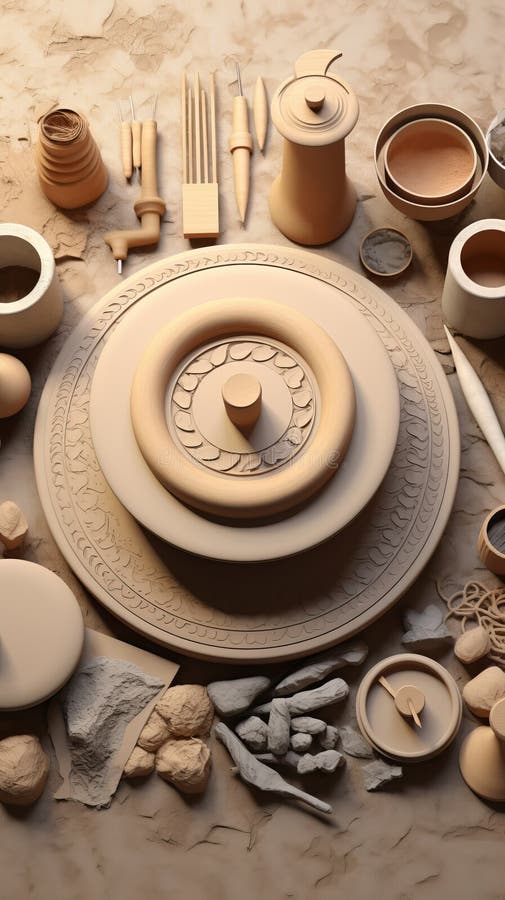 Clay Craft: Shaping Art on the Pottery Wheel Stock Illustration ...