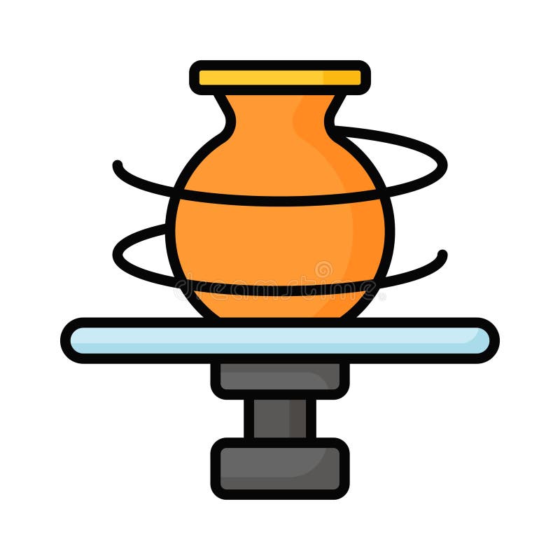 Clay Crafting Vector Design in Modern Style, Making Pottery with Rotary ...