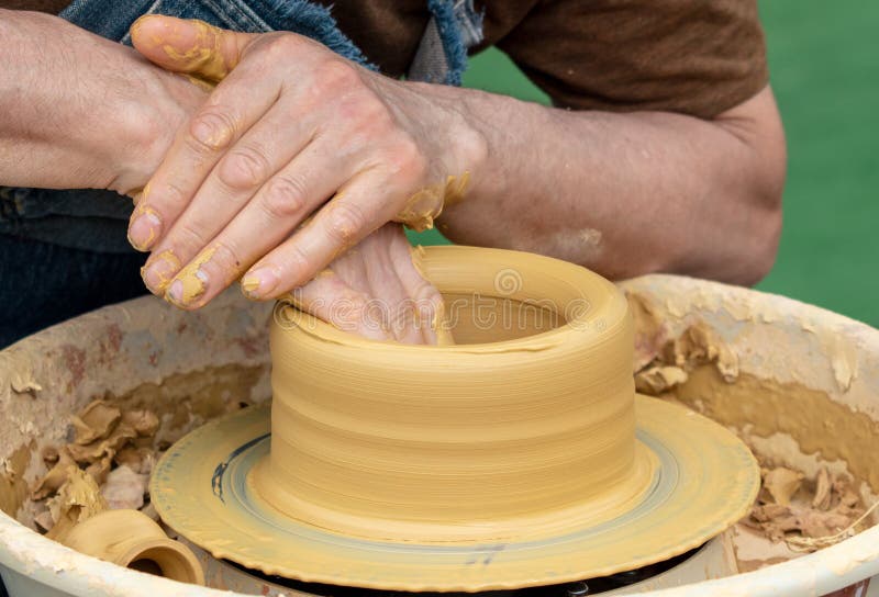 Clay Craftsman Sculpts Crockery . Close-up. Stock Image - Image of ...