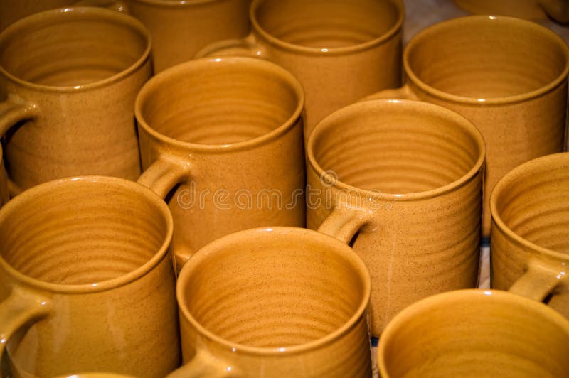 Clay Cups stock image. Image of group, homemade, coffee - 84553877