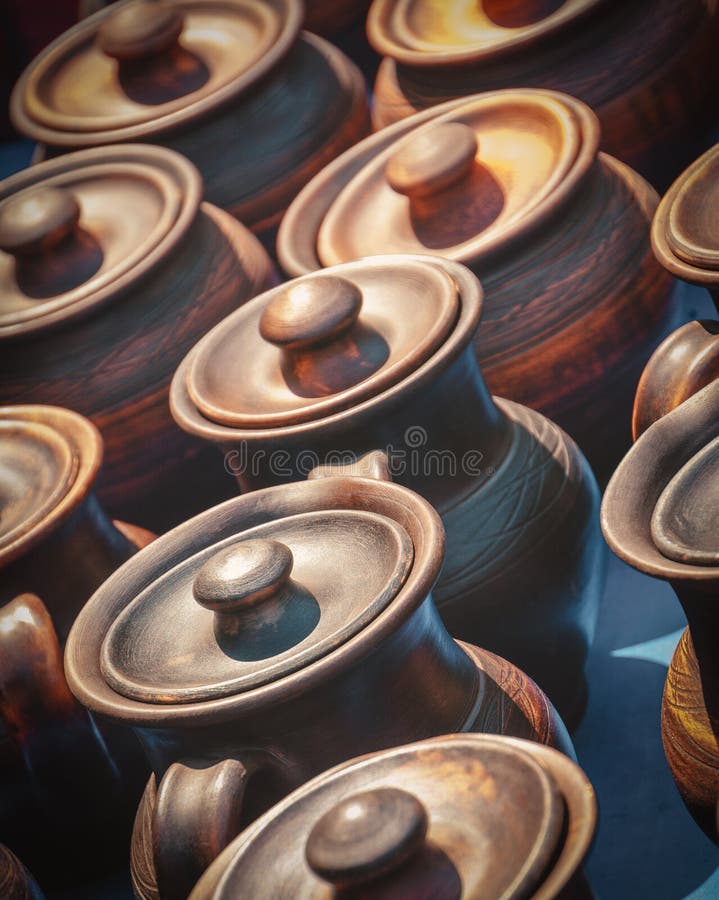 Clay dishes stock photo. Image of burnt, focus, rustic - 56640304