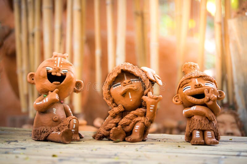 Clay Dolls Indigenous of Thai Stock Photo - Image of dark, archeology ...