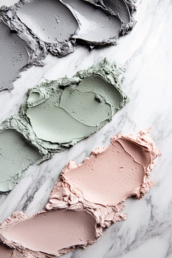 Clay Face Mask Textures Spread on a Marble Surface Capturing Unique ...