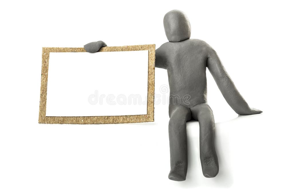 Clay Figure Sign stock photo. Image of board, gray, person - 69274232