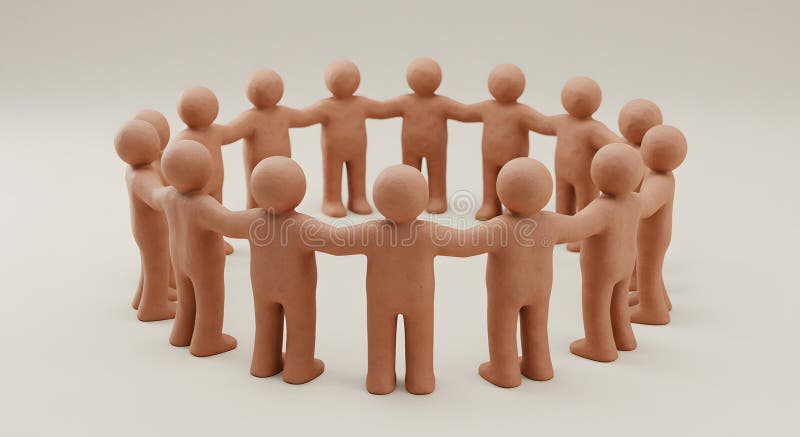 Clay Figures Forming a Circle, Unity Concept Stock Illustration ...