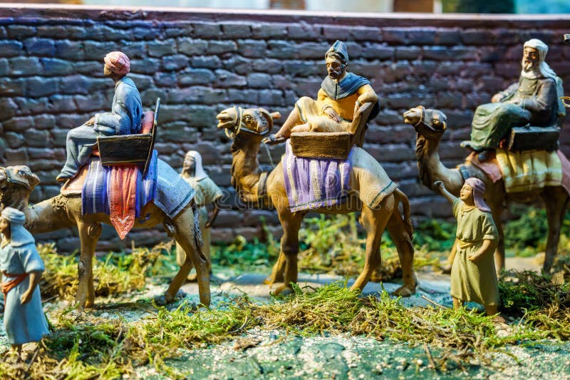 Clay Figures Representing the Three Kings of the East in a Traditional ...