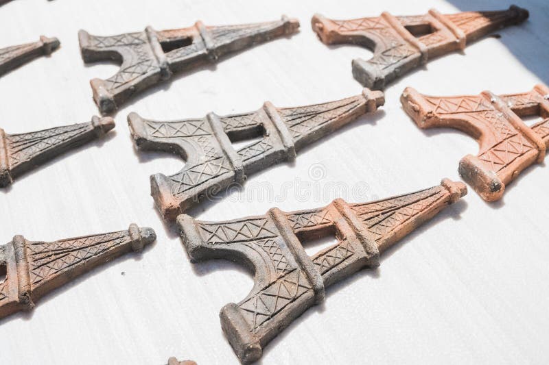 Clay Figures in the Shape of the Eiffel Tower, Typical Mexican Crafts ...