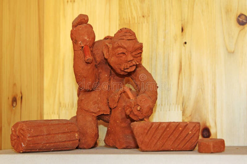 Clay Figurine Works by Hand Stock Image - Image of crafts, process ...