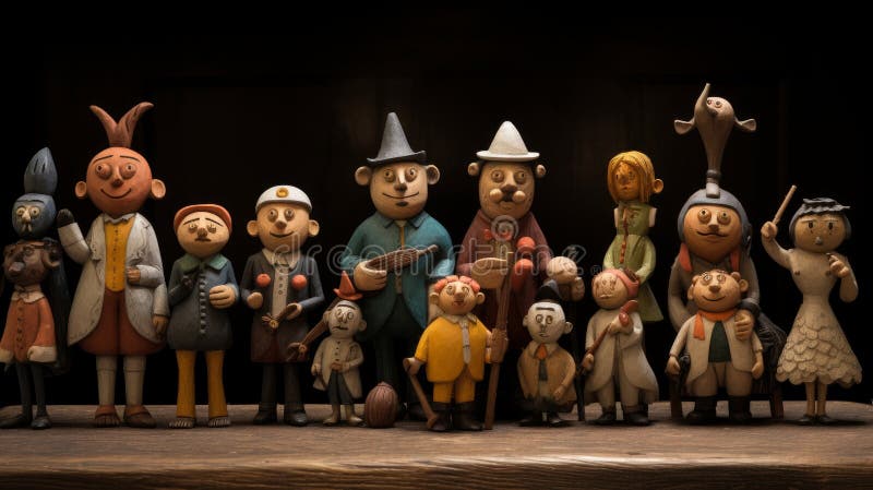 Clay Figurines Depicting Characters Stock Illustration - Illustration ...