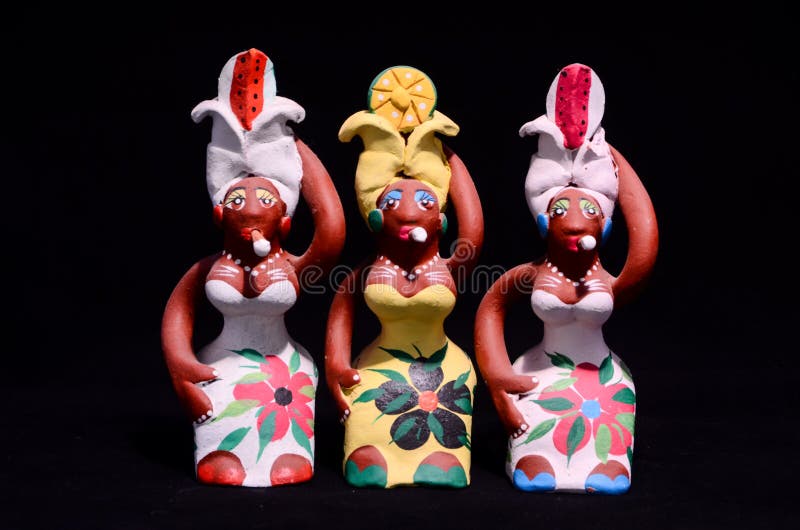 Clay Handmade Statuette of a Cuban Woman Stock Photo - Image of fruit ...