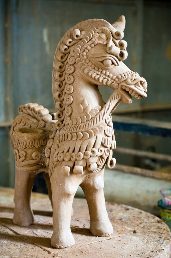 Clay horse statue stock image. Image of bust, iron, pattern - 293892443