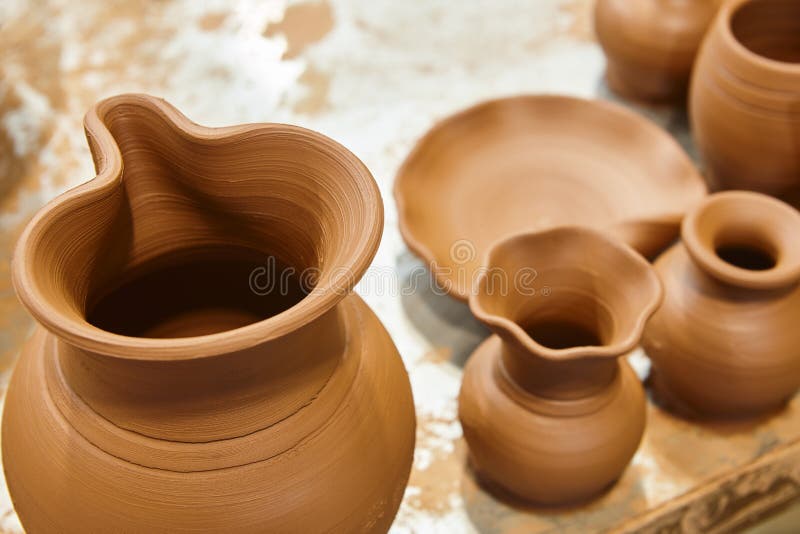 Clay Jar and Pots. Traditional Handmade Ceramic Pottery Stock Photo ...