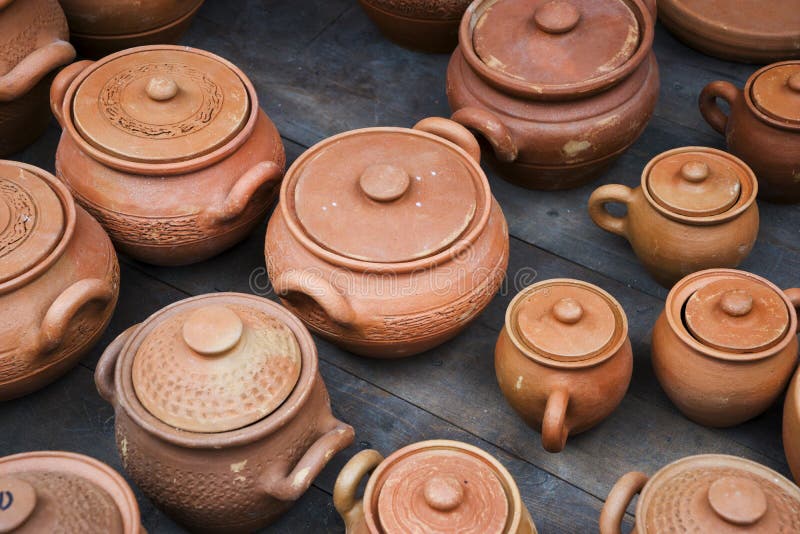 Clay Jars at the Rural Arabic Market. Stock Photo - Image of decoration ...