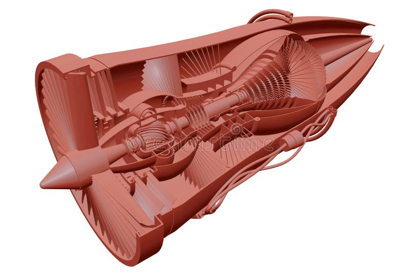 Jet engine section cut stock illustration. Illustration of engine ...