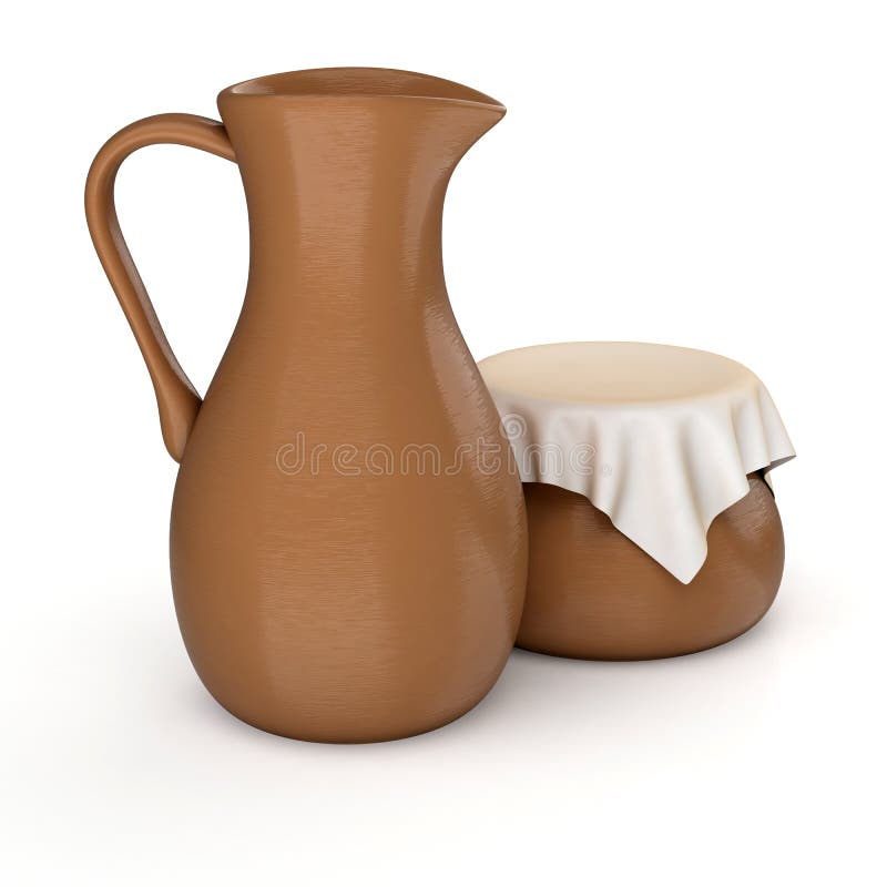 Clay jug and pot stock illustration. Illustration of isolated - 63637041