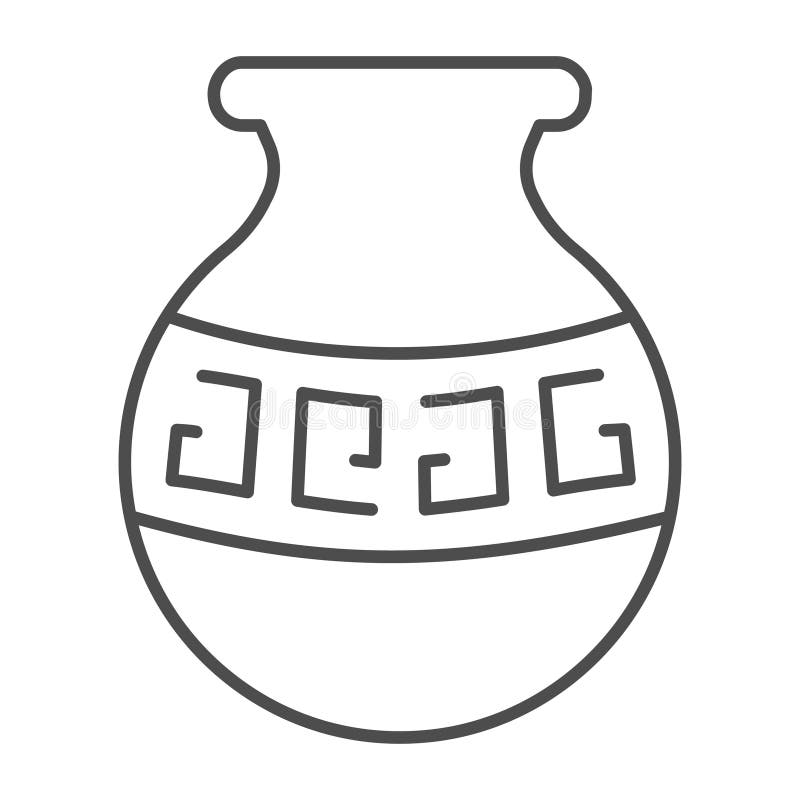 Clay Jug with Wave Ornate Thin Line Icon, Pottery Making Concept ...