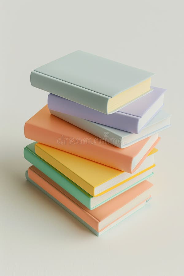 Clay Material Isometric 3D Icon of Books, with a Minimal Pastel Design ...