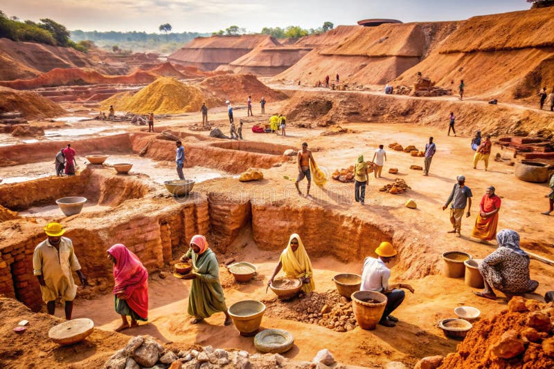 Clay mining stock illustration. Illustration of terrain - 367627962