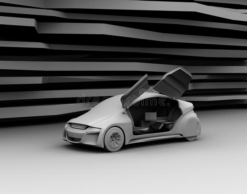 Clay Model Rendering of Self-driving Car on Abstract Background Stock ...